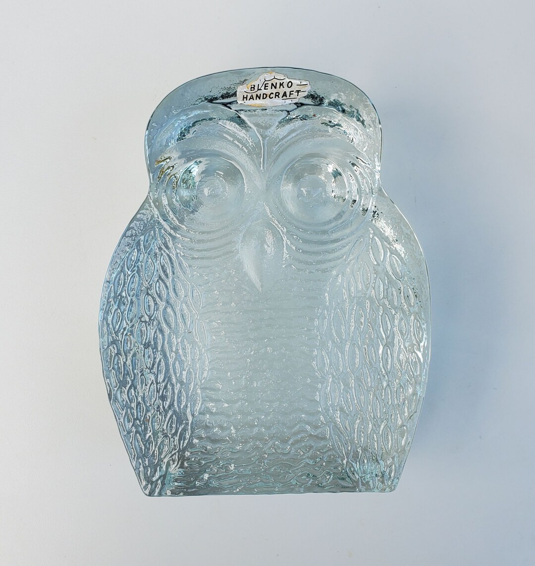 Blenko Art Glass Owl - Joel Meyers Design - With Old Silver Label - 7 ...