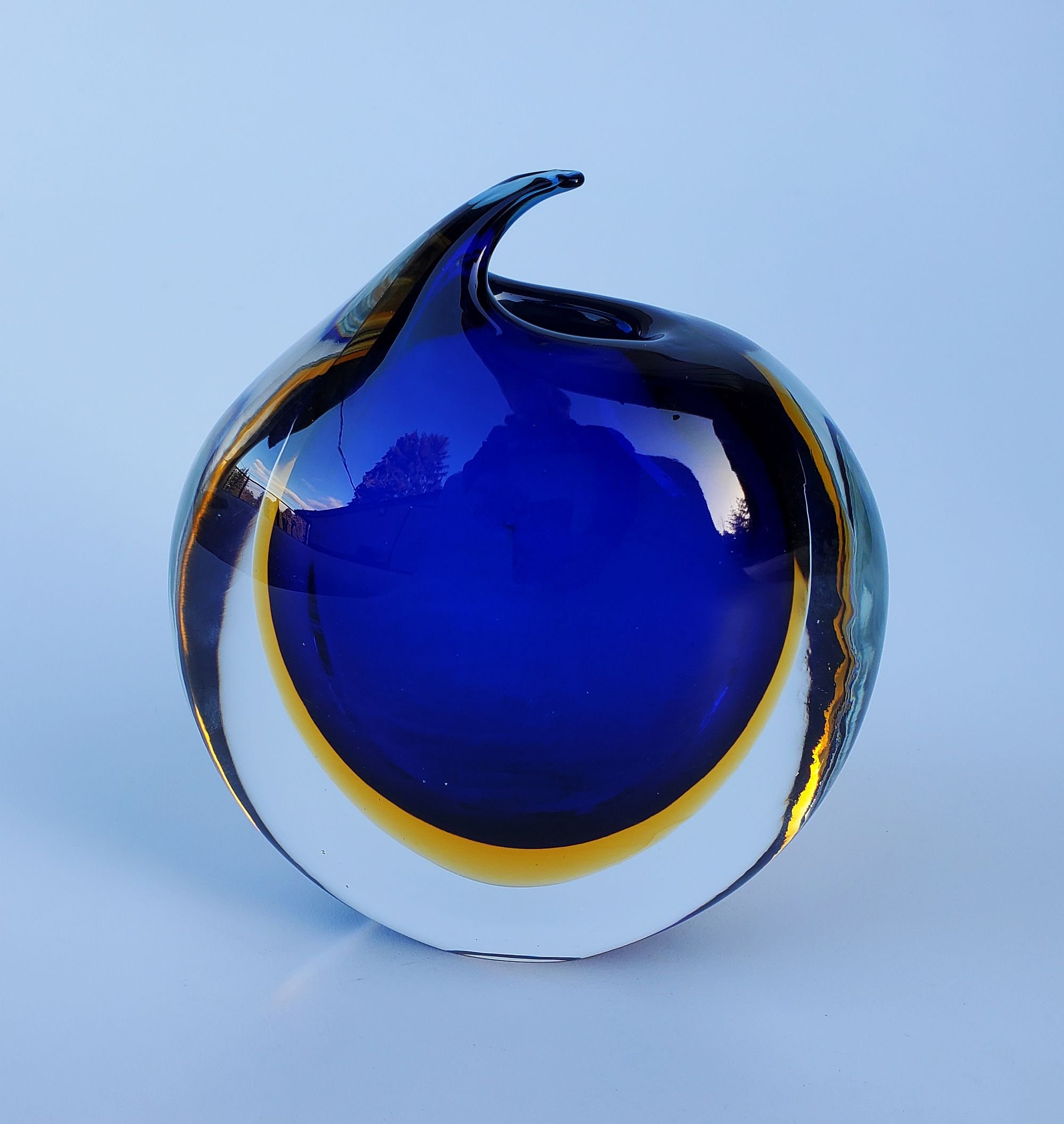 Murano Art Glass Vase - Sommerso Italian Tripled Cased Art Glass Vase ...