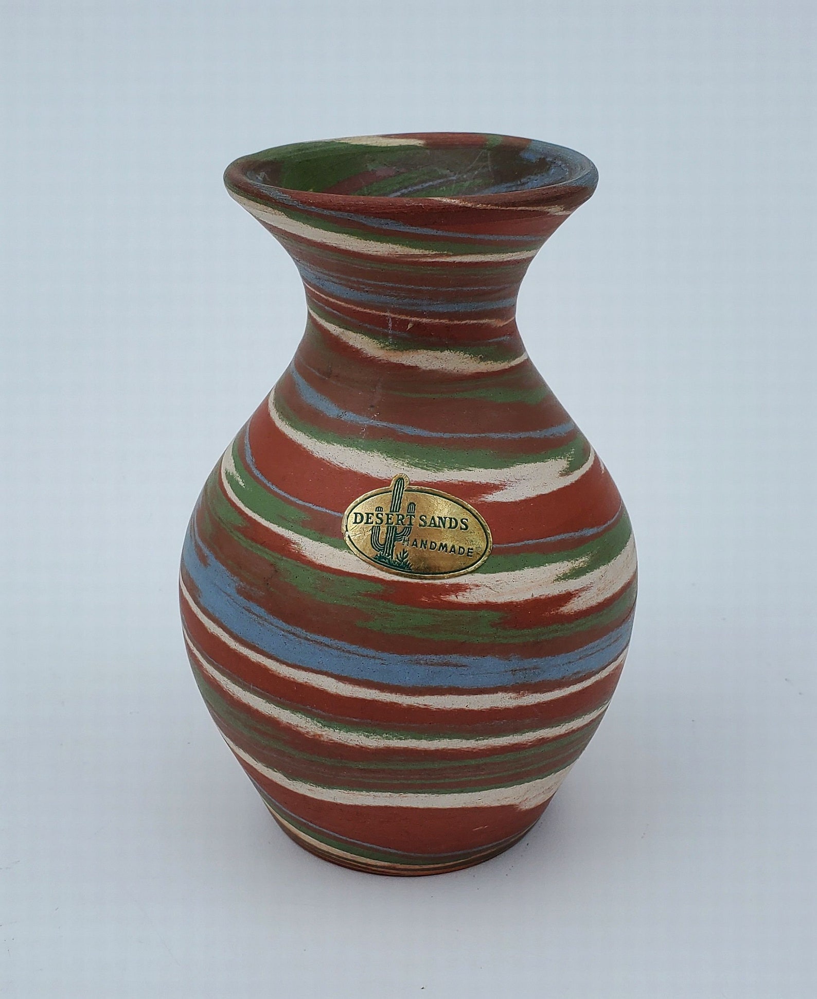 Desert Sand Pottery Ferrell Evans Signed Swirl Pottery Vase | Etsy