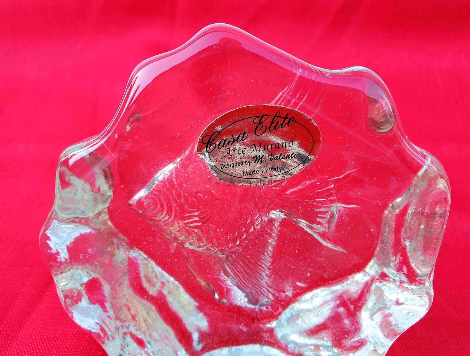 Murano Art Glass Angel Fish Relief Sculpture Designed by M Valenti for ...