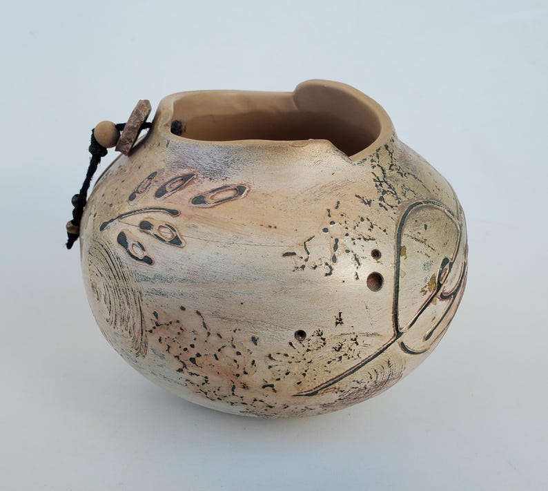 Steven Kaye Carved Southwestern Style Studio Pottery Vase - Beaded ...