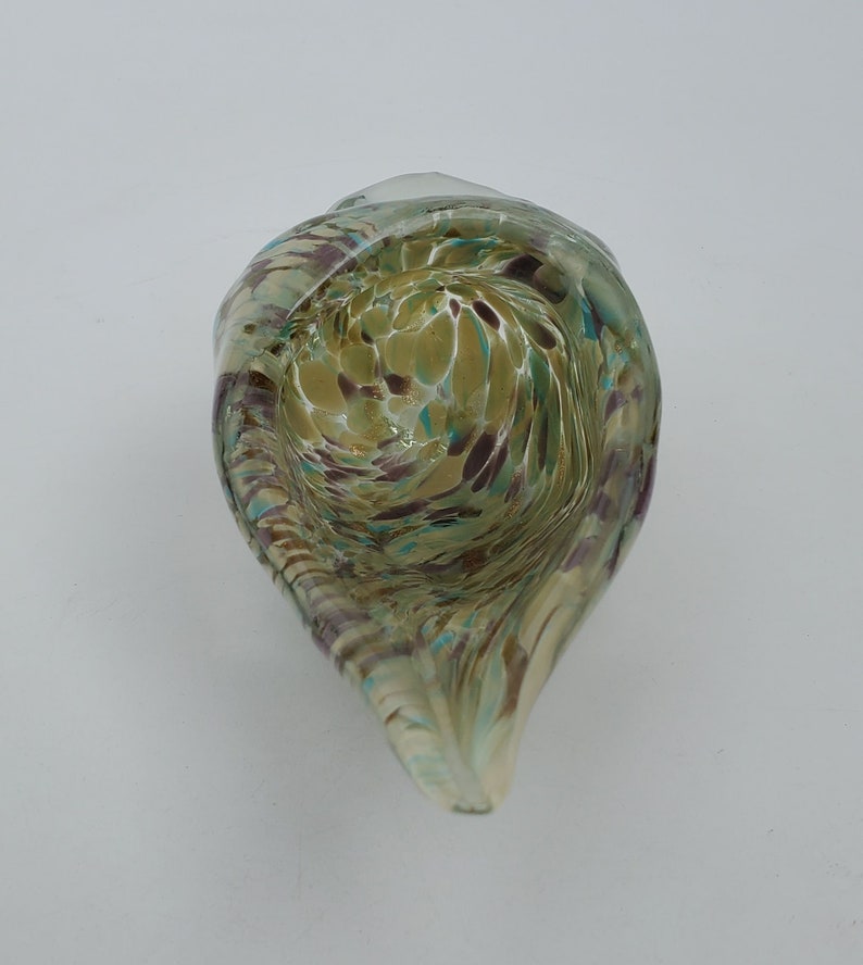 Hand Blown Art Glass Conch Shell White and Blue Confetti - Etsy