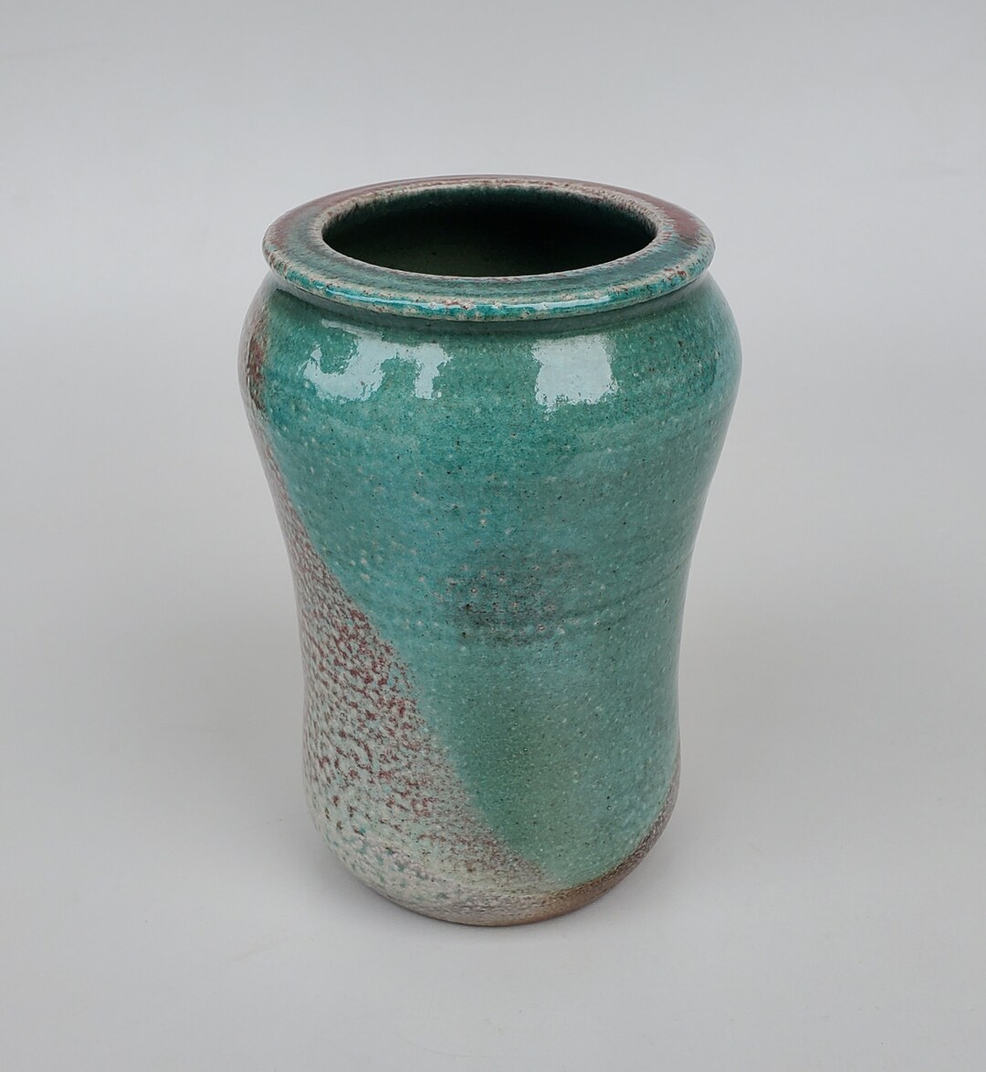 Gary Johnson Northwest Studio Pottery Vase - Salt Glaze Green and Red ...