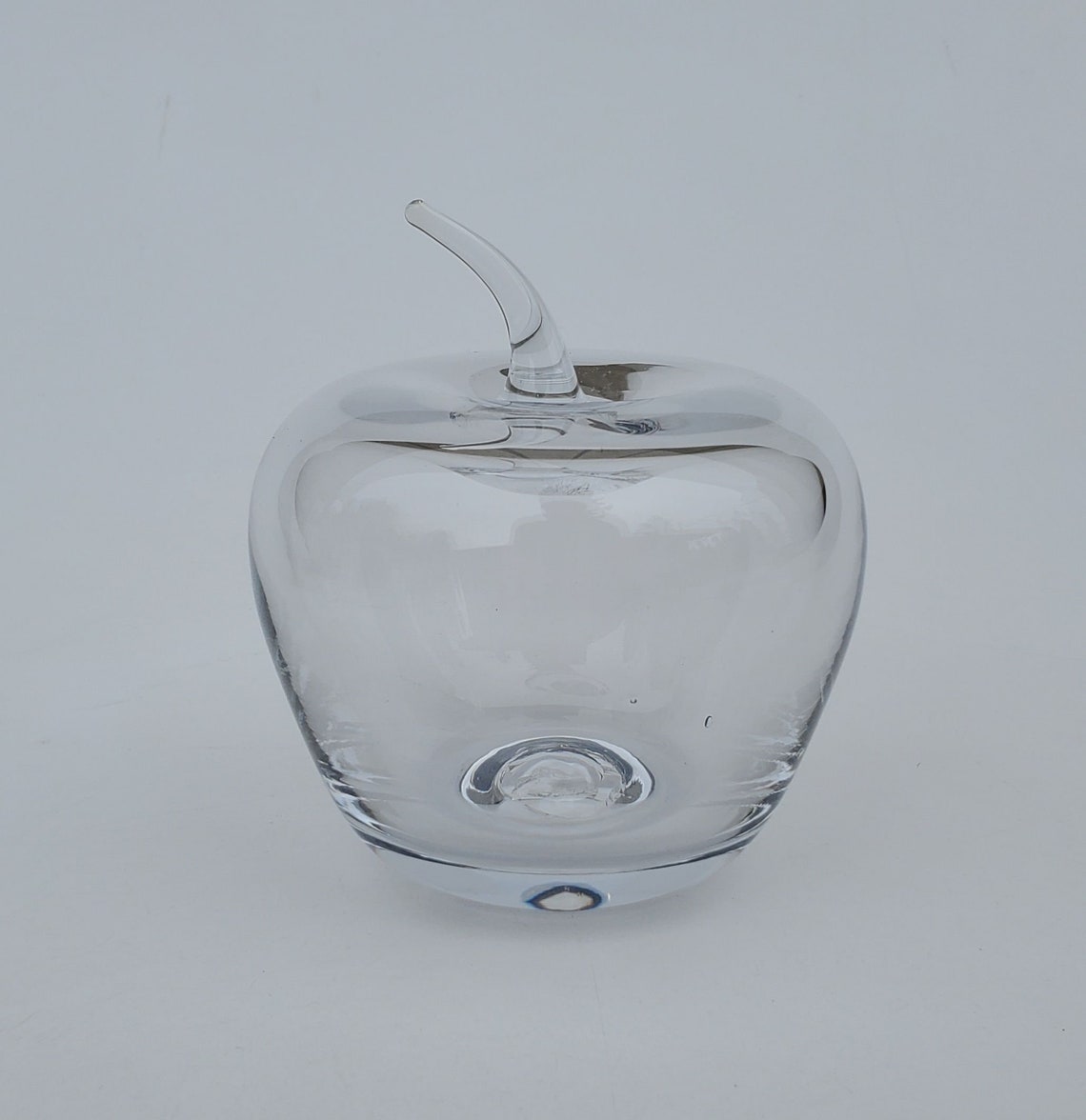Blenko Art Glass Hand Blown Apple Large Clear Glass Long | Etsy