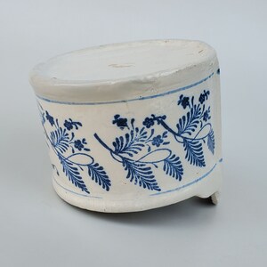 Antique German Stoneware Salt Cellar - Blue Floral Decoration - Wall ...