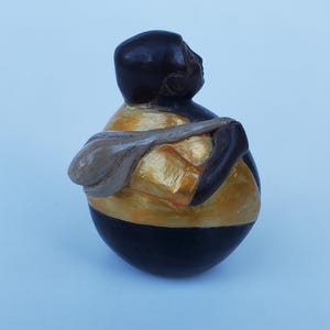 Peruvian Chulucanas Carved Figure Carrying Gourd - Signed Ramon - Peru ...