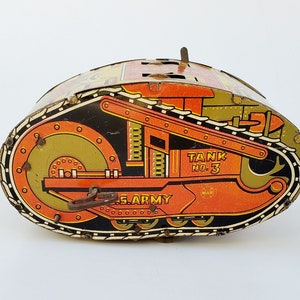 Vintage Marx Tin Wind up Army Tank No. 3 - Nice Color Graphics ...