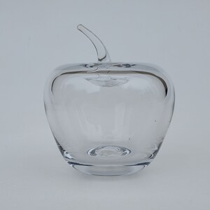 Blenko Art Glass Hand Blown Apple - Large Clear Glass Long Stem Apple ...