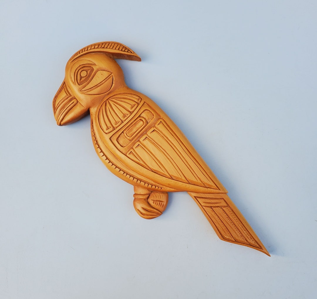 Roger Lemstrom Wooden Carved Puffin Bird Wall Carving - Medford Oregon ...