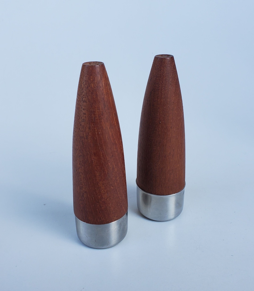 Danish Modern Teak Salt and Pepper Shaker Set - Sleek Tapered Teak ...