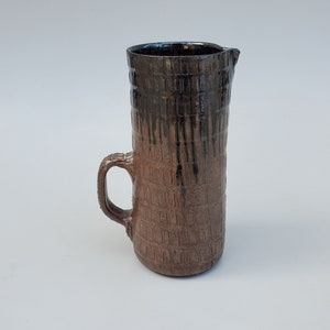 Vintage A R Cole North Carolina Folk Art Pottery Pitcher Unique Carved ...
