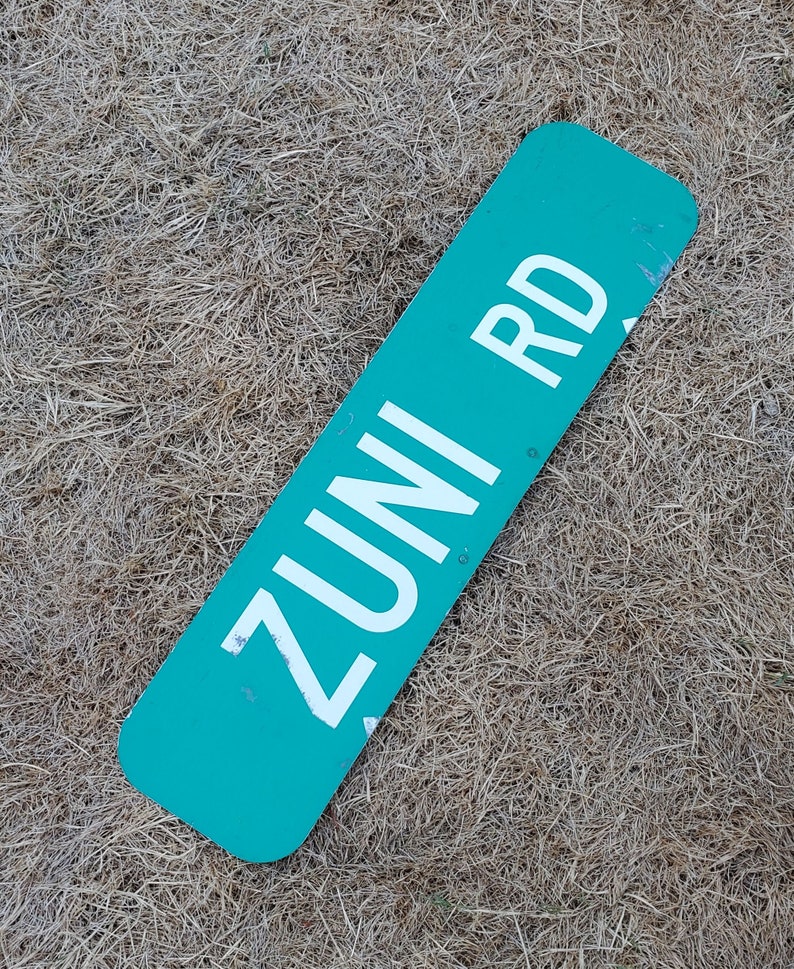 Vintage Street Sign Zuni Rd Green Metal Street Sign - Etsy