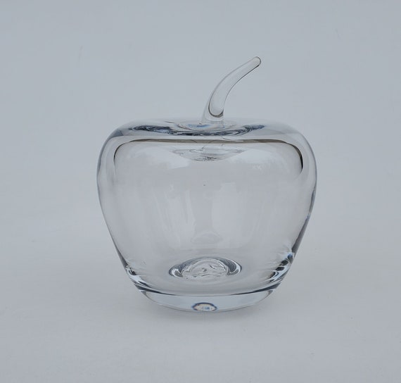 Blenko Art Glass Hand Blown Apple Large Clear Glass Long | Etsy