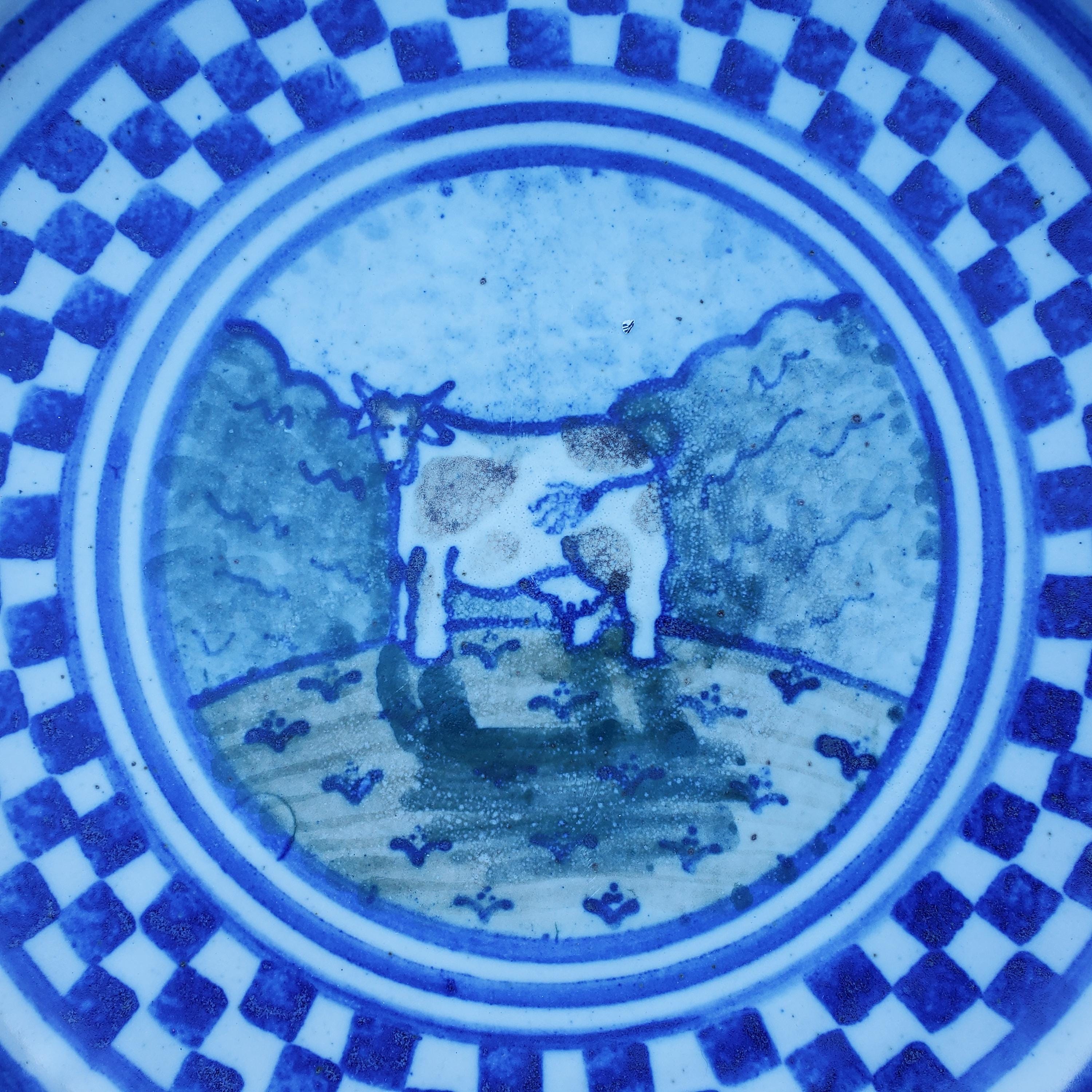Debbie Dean Northwest Studio Pottery Wall Art Cow Motif HUGE Bowl ...