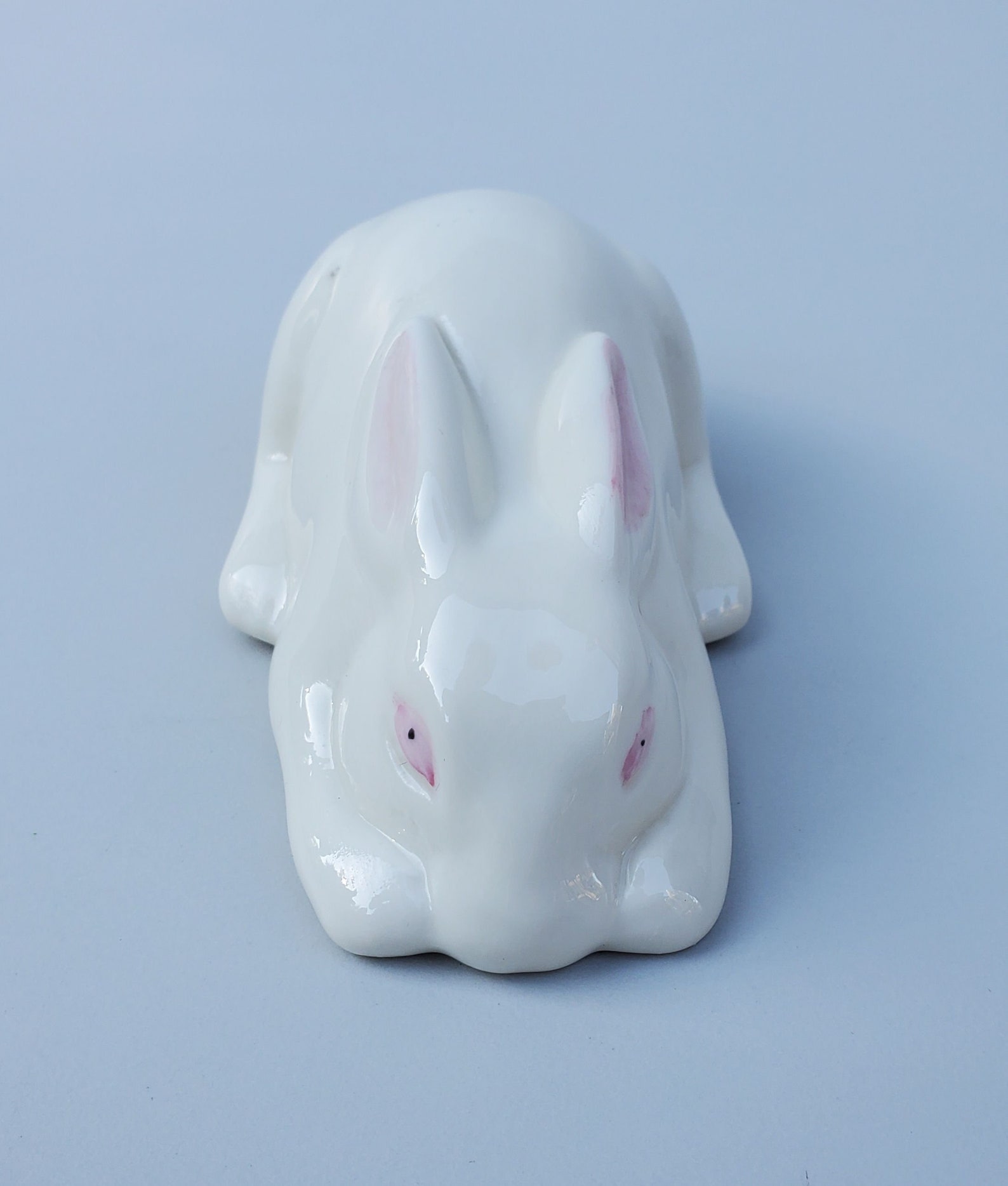 Belleek Porcelain Resting Bunny Figure Pink Ears and Eyes - Etsy