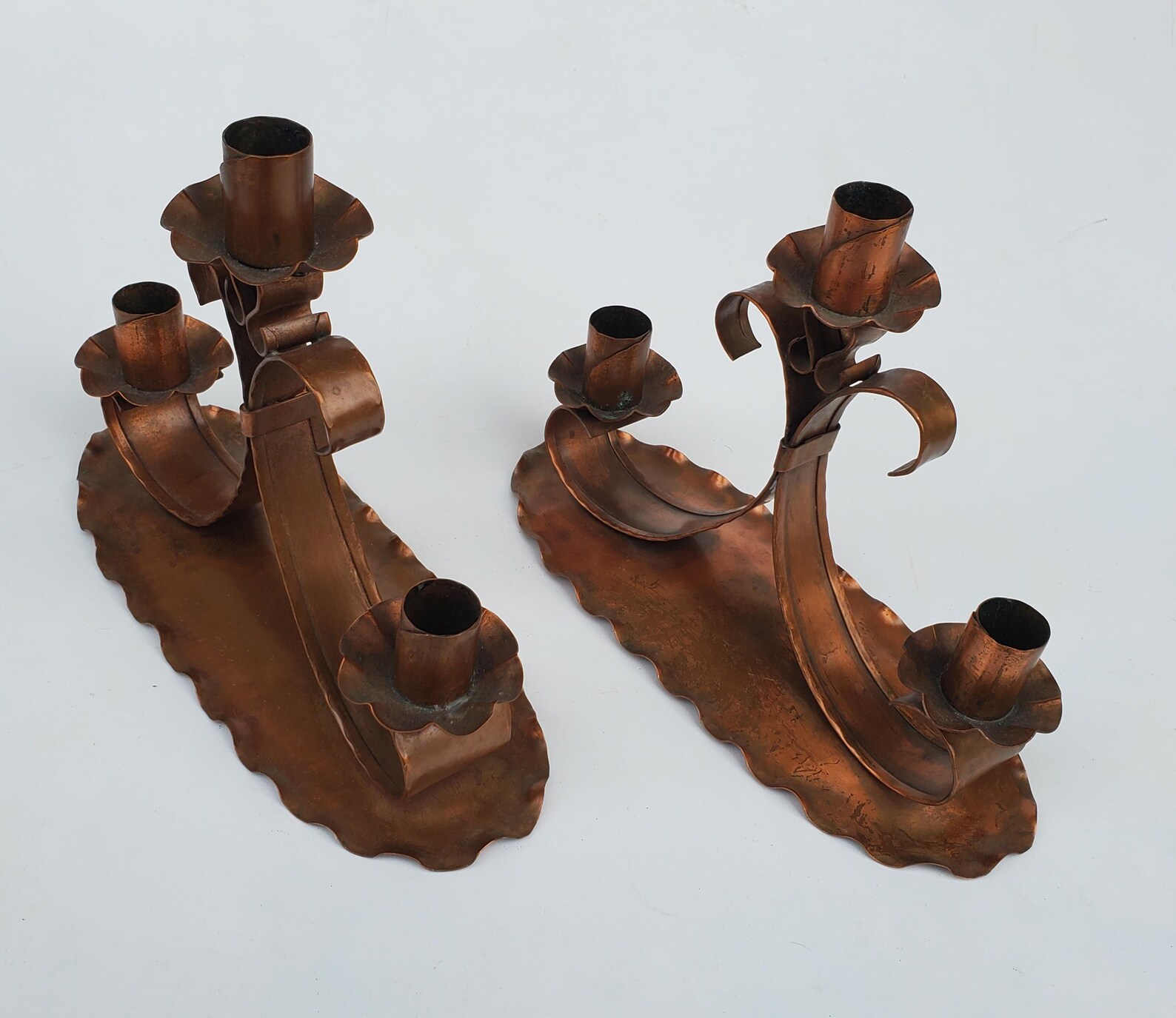 Vermont Hand Hammered Copper Company Candleholders - Triple Candle ...