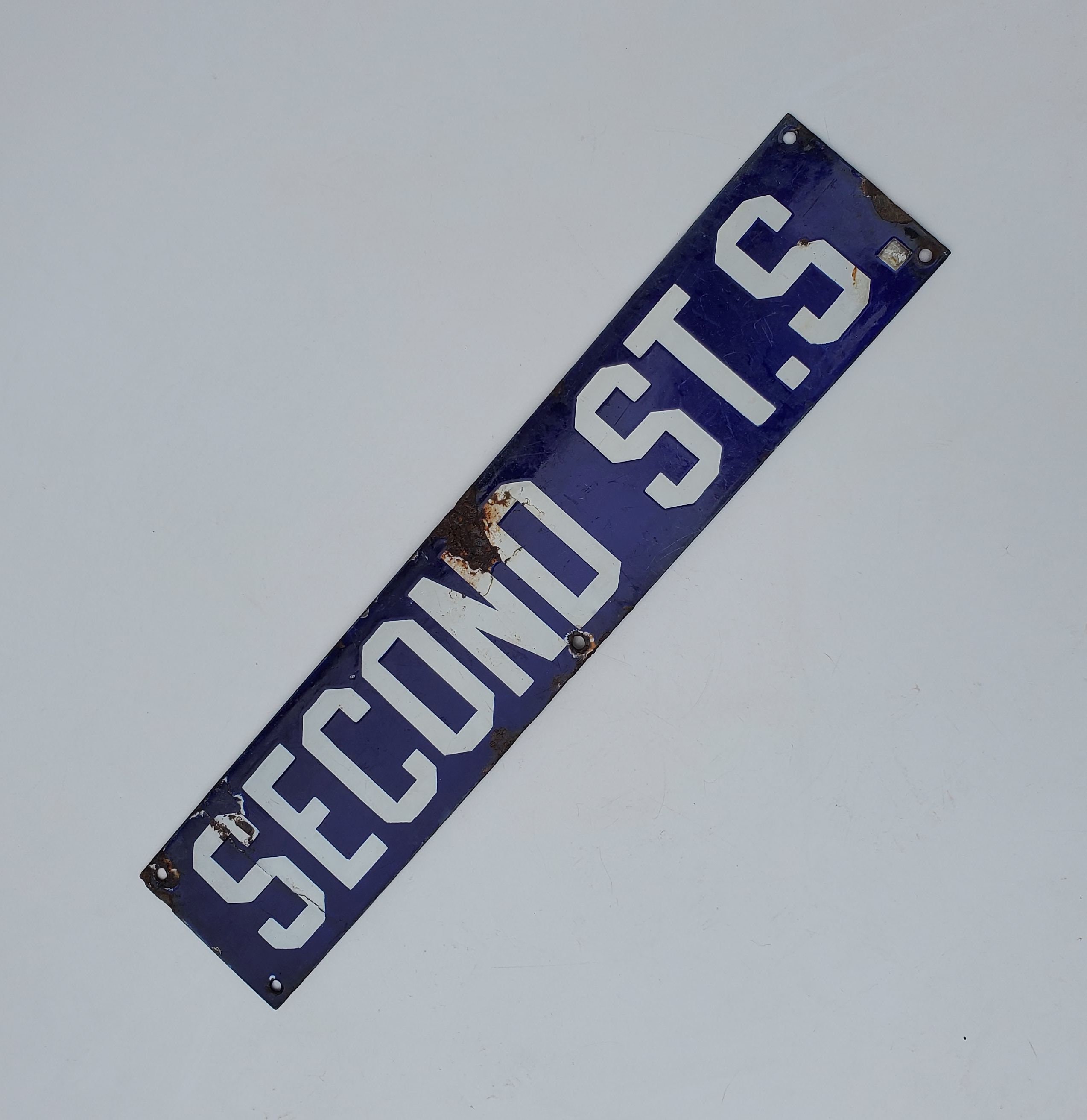 Antique Porcelain Second Street South Sign Blue With White - Etsy