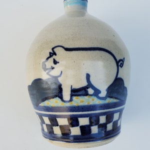 Debbie Dean Studio Pottery Curley Tail Pig Design Handled Jug - Blue ...