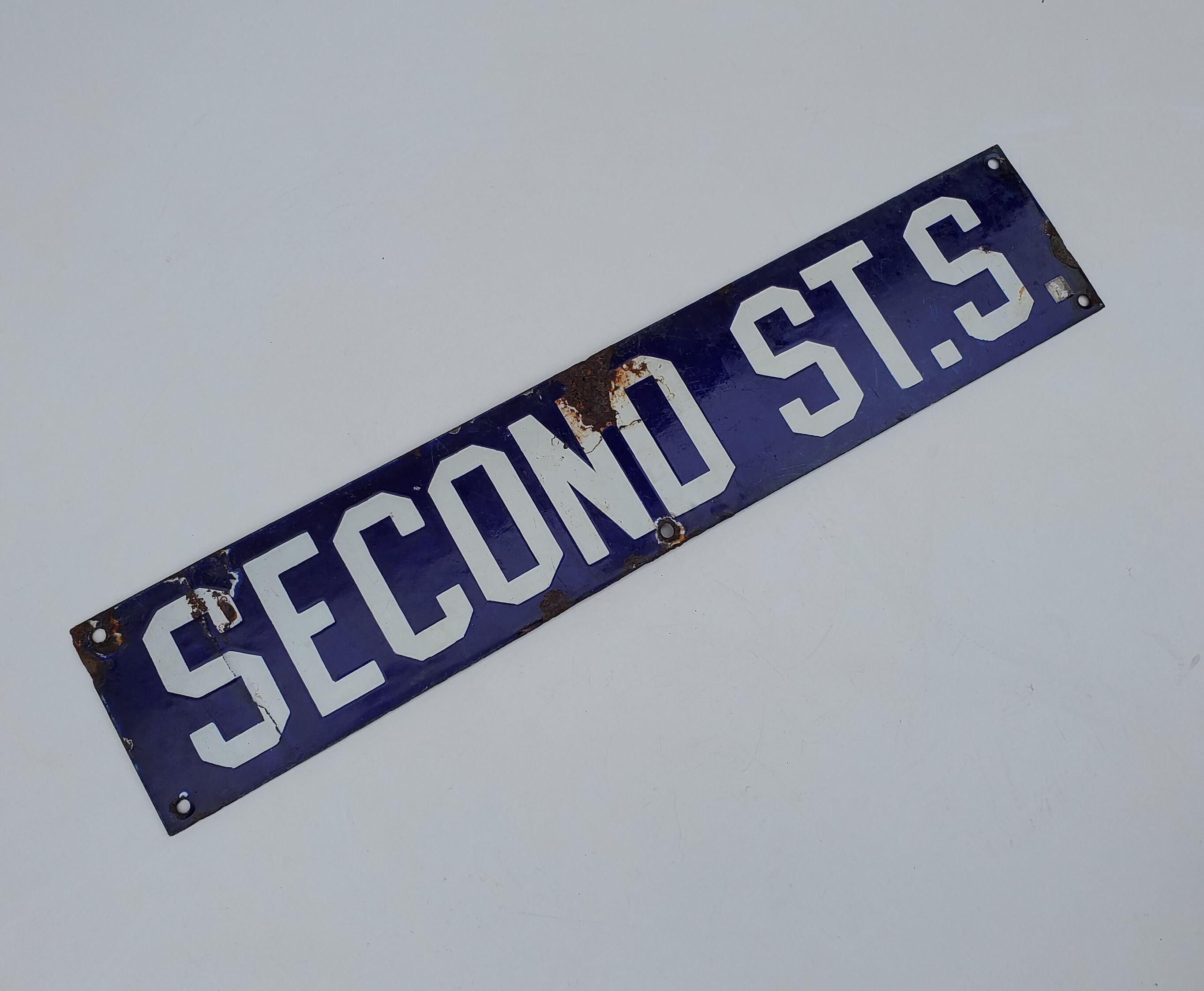 Antique Porcelain Second Street South Sign Blue With White - Etsy