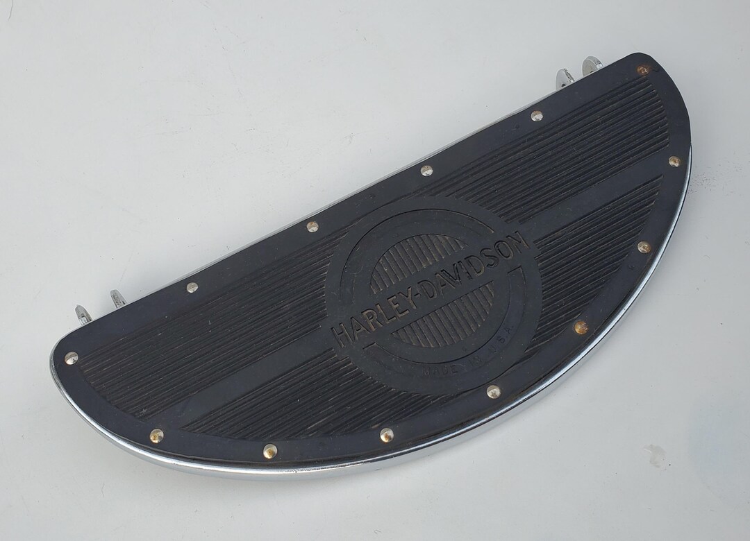 Harley Davidson Half Moon Style Footboard - Rolled Chrome Edges - Black ...