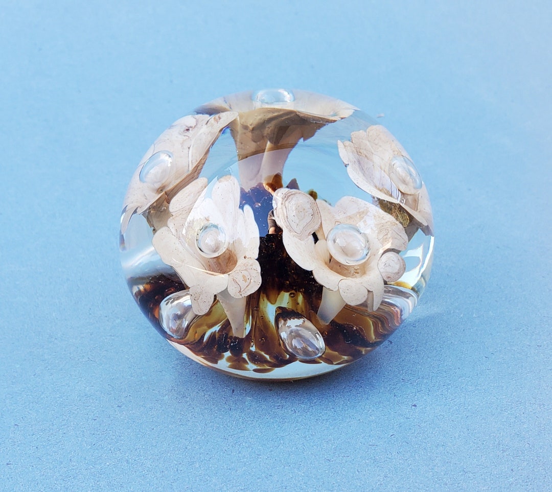 Joe Rice Handblown Art Glass Floral Paperweight - House of Glass ...