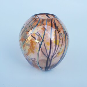 Tim Lazer California Art Glass Vase - Iridescent Gold Oil Spot Vase ...