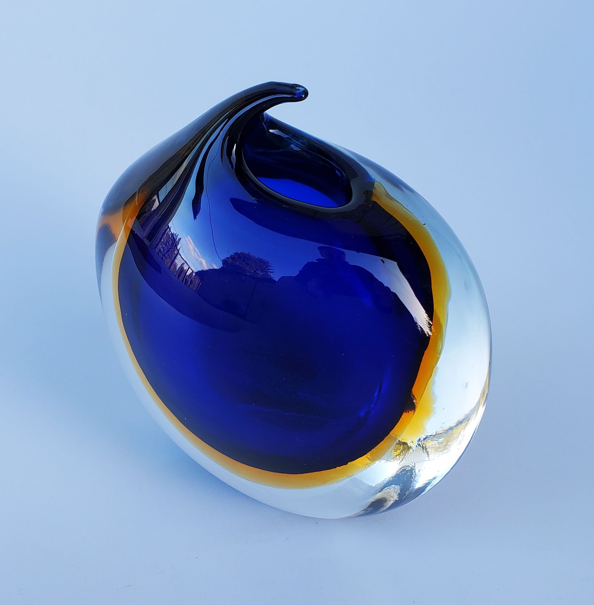 Murano Art Glass Vase - Sommerso Italian Tripled Cased Art Glass Vase ...