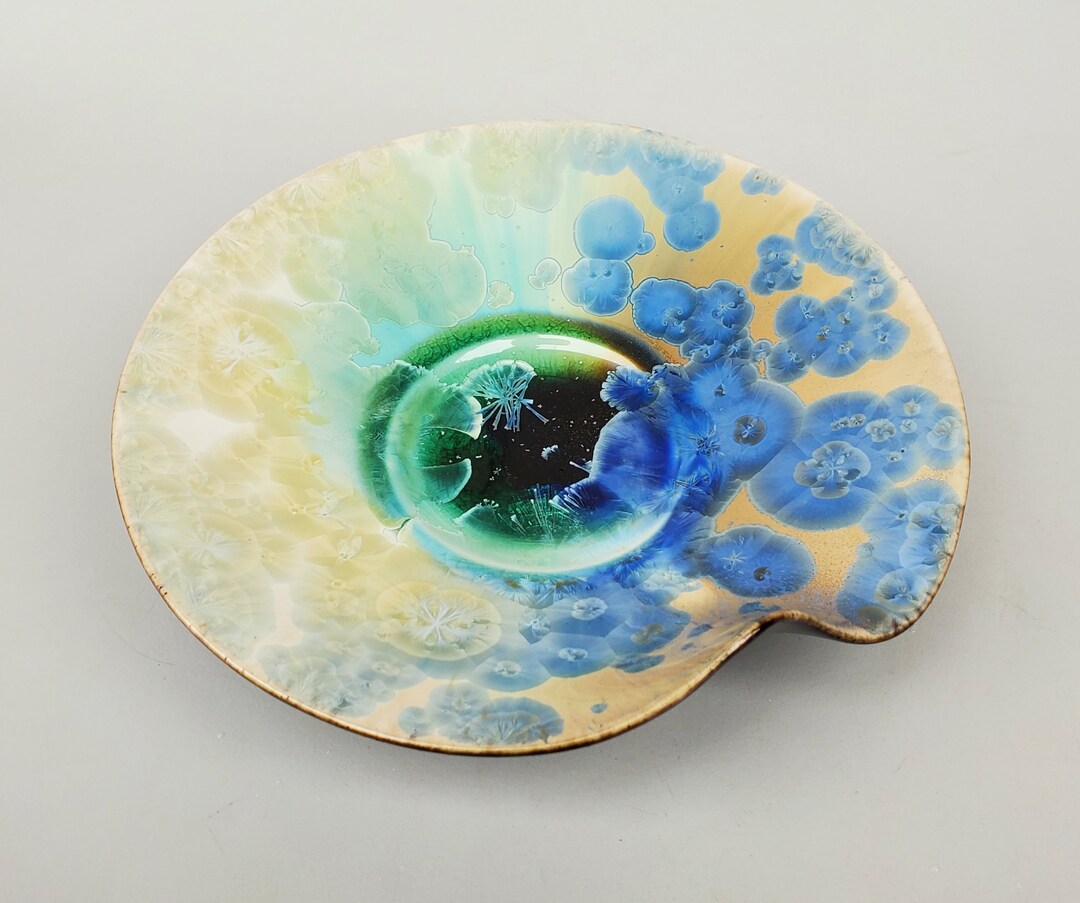 Ken Follette Studio Pottery Bowl - Complex Blue and Green Crystalline ...