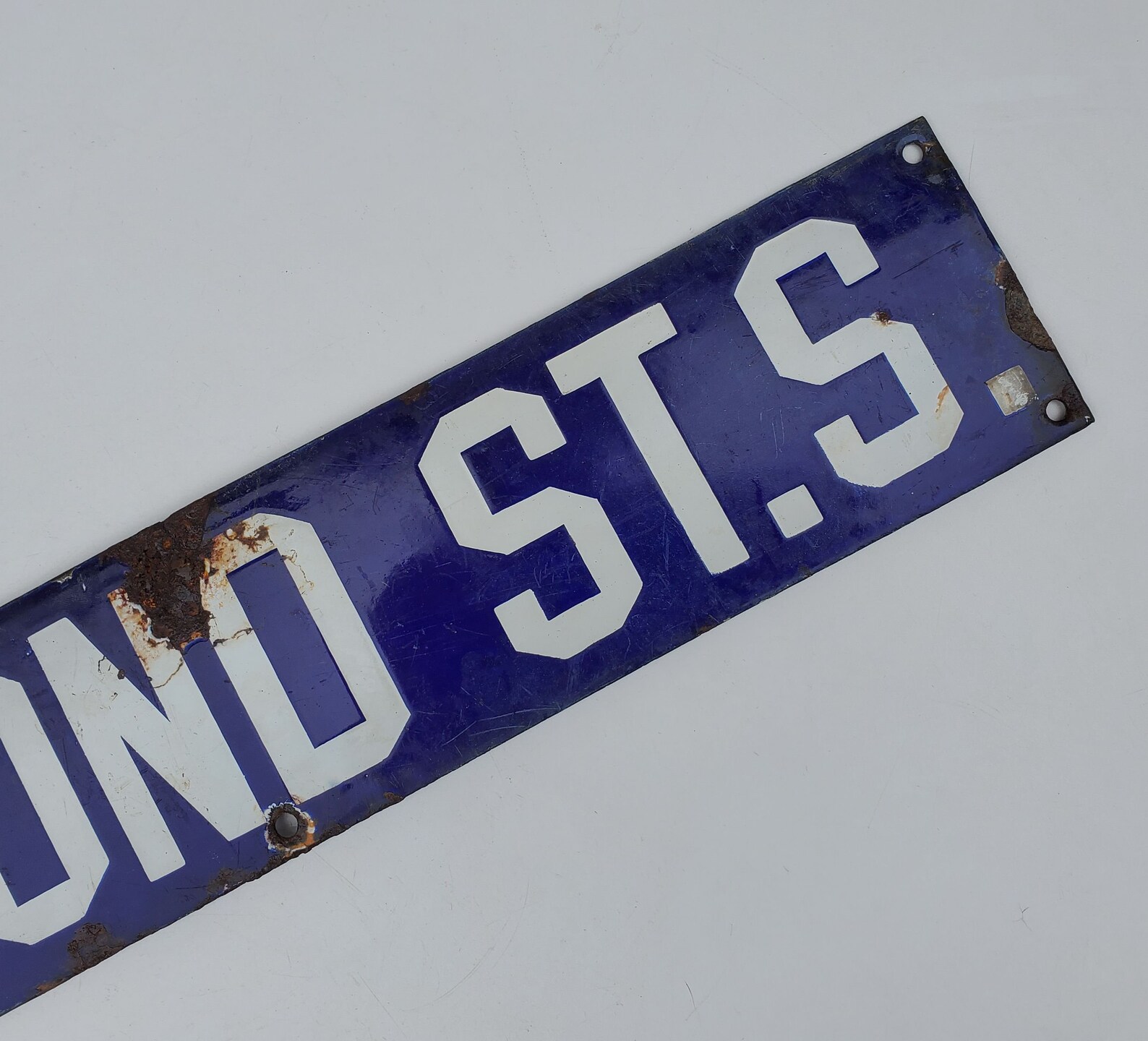Antique Porcelain Second Street South Sign Blue With White - Etsy