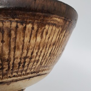 Jack Turner Stoneware Large Flaring Compote Bowl - Vertical Carved ...