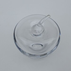 Blenko Art Glass Hand Blown Apple - Large Clear Glass Long Stem Apple ...