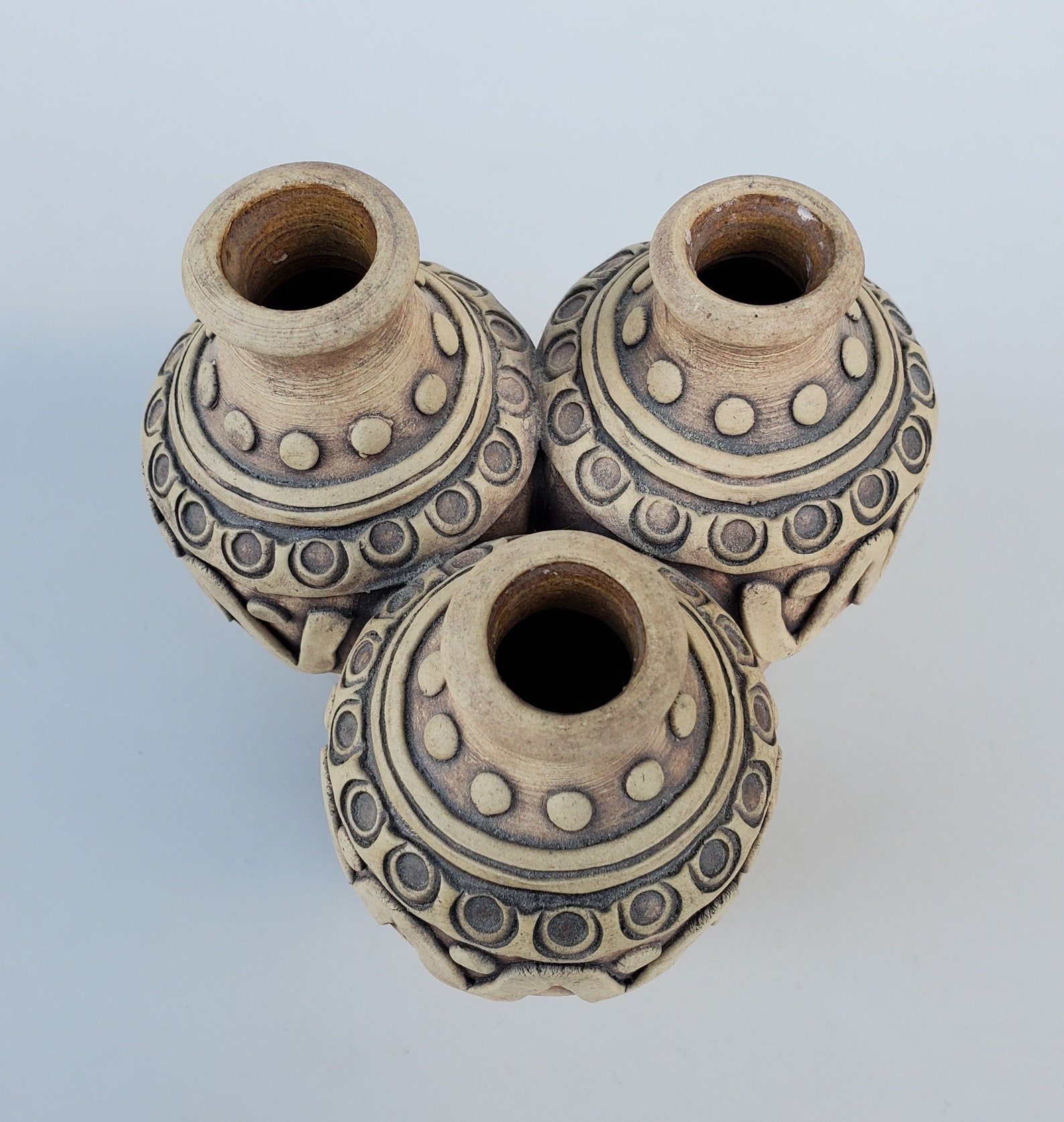 Joanne Strandwold Northwest Studio Pottery Unique Tripod Triple Bottle ...