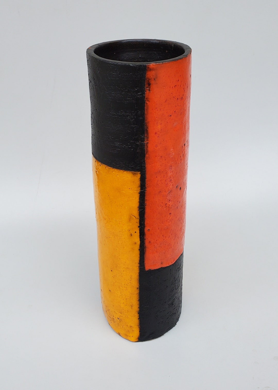 Aldo Londi Huge Bitossi Mondrian Mid Century Style Vase - Orange and ...