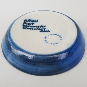 Dorchester Pottery Hand Decorated Stoneware Blue Bowl - White Floral ...