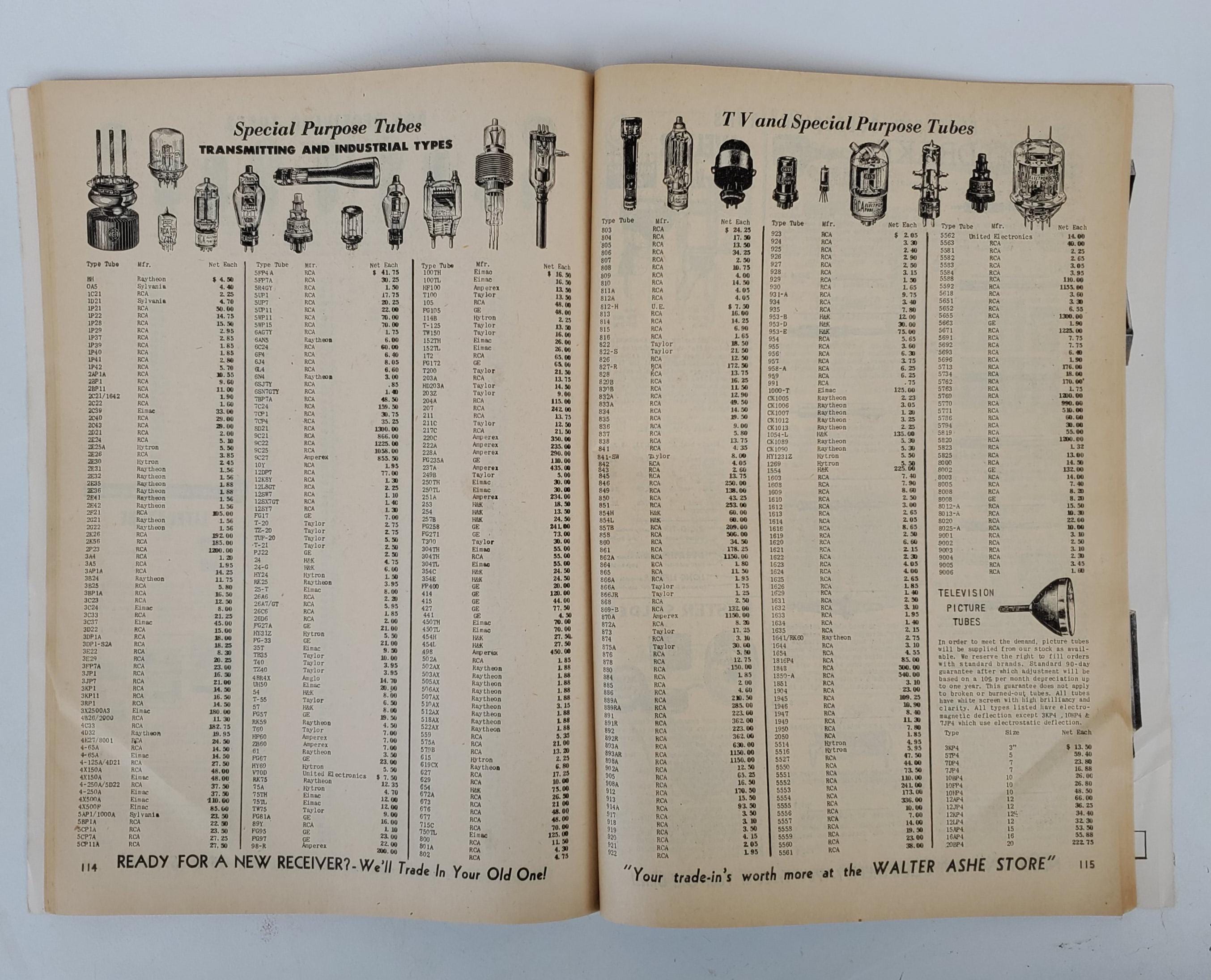 1950 Walter Ashe Radio Company Catalog - Transformers - Transmitters ...