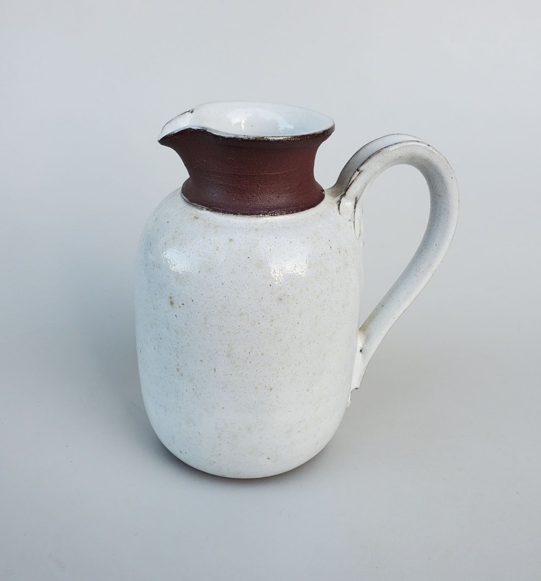 Ben Bieri Studio Pottery White Hand Thrown Pitcher - Loop Handle Design ...
