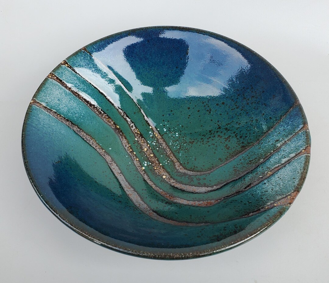 Patrick Horsley Northwest Studio Pottery Bowl - Cobalt Blue With Green ...