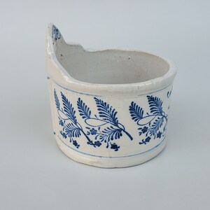 Antique German Stoneware Salt Cellar - Blue Floral Decoration - Wall ...