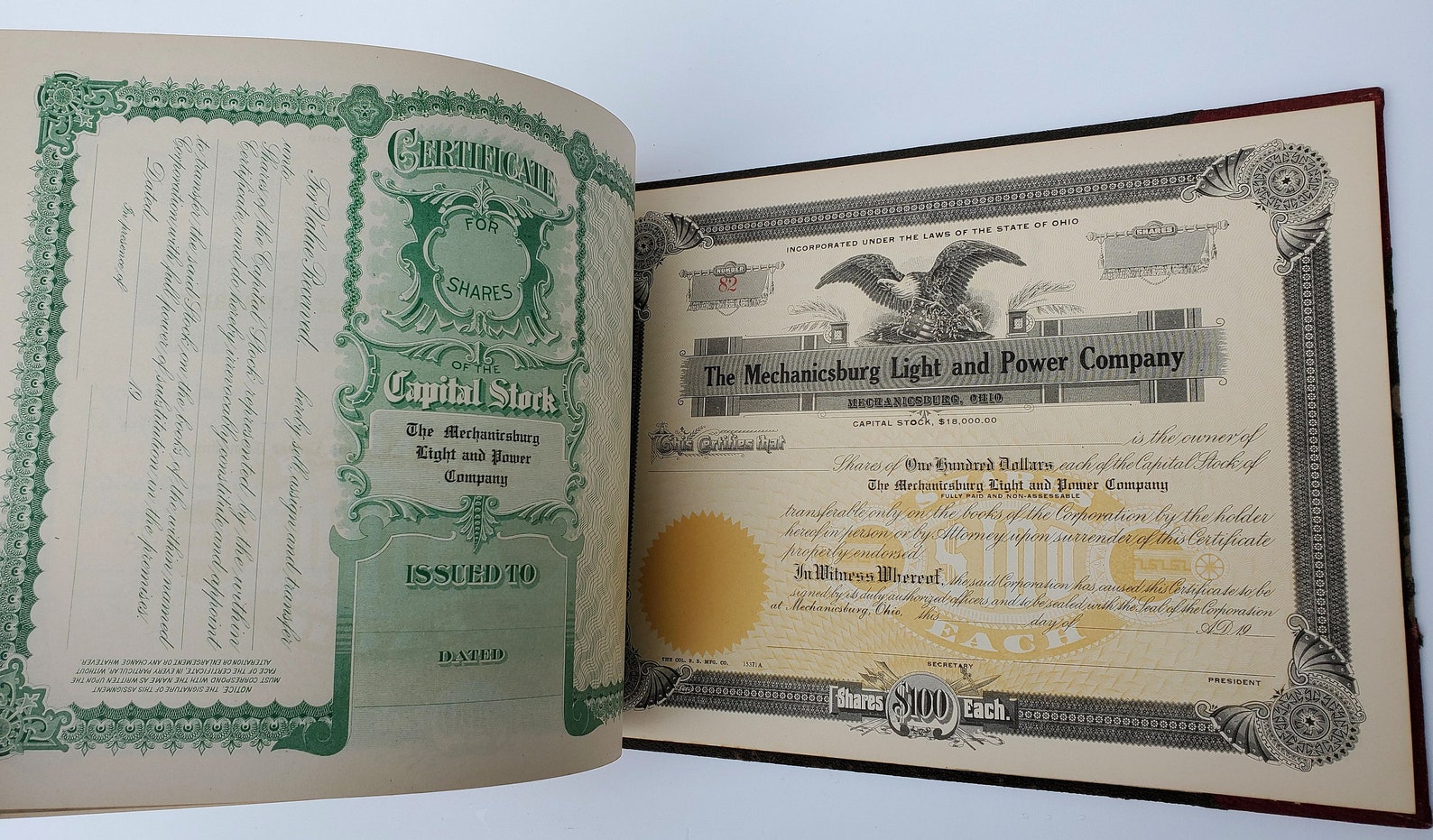 1915 Unissued Stock Certificate Book for the Mechanicsburg - Etsy