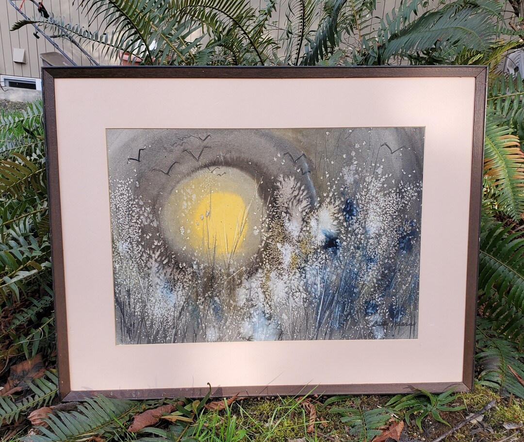 Betty Mears Northwest Artist - Moonlight Scene Water Color - Complex ...