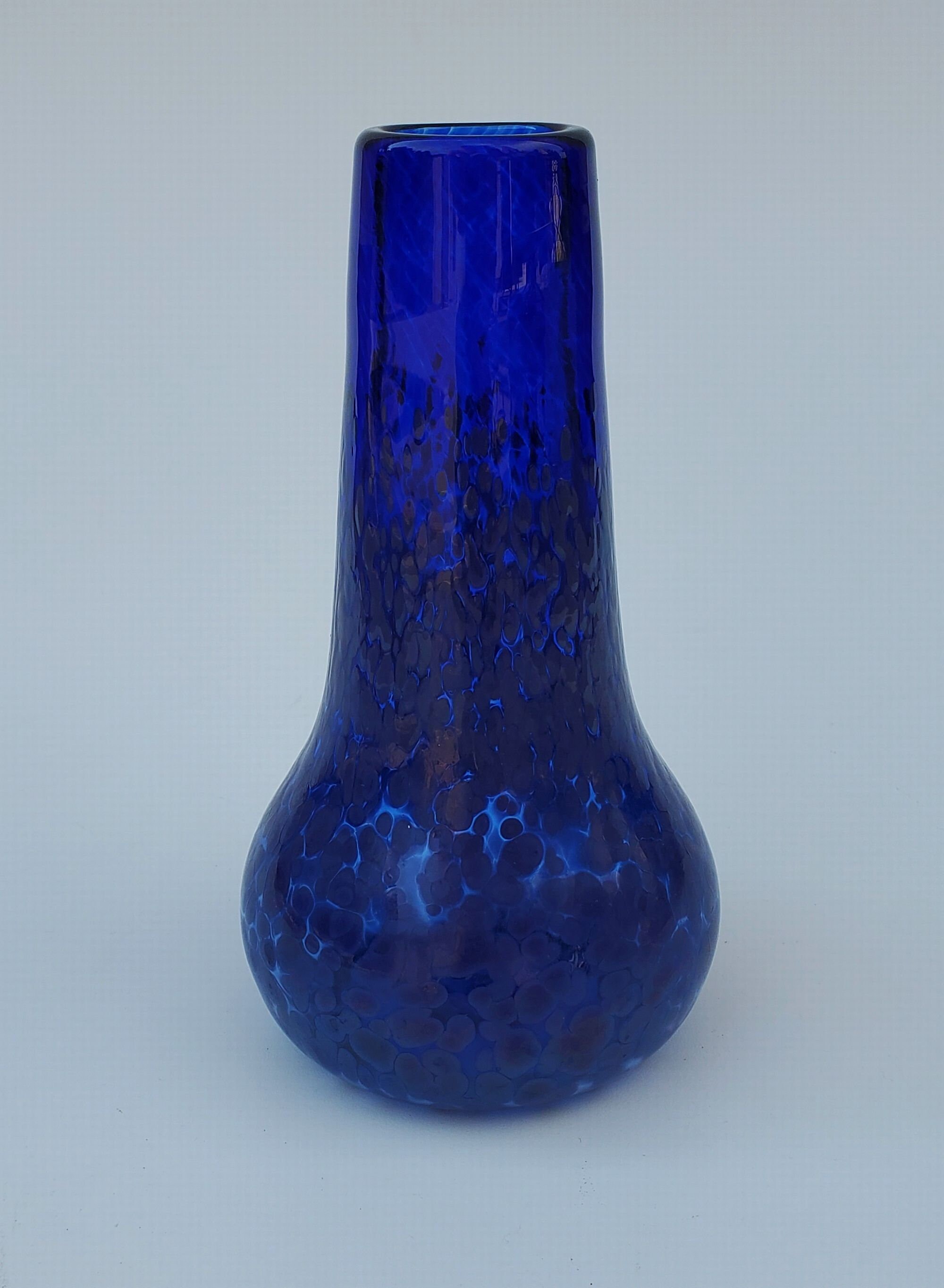 Mike Marentic Studio Art Glass Vase Blue Oil Spot Vase Art | Etsy