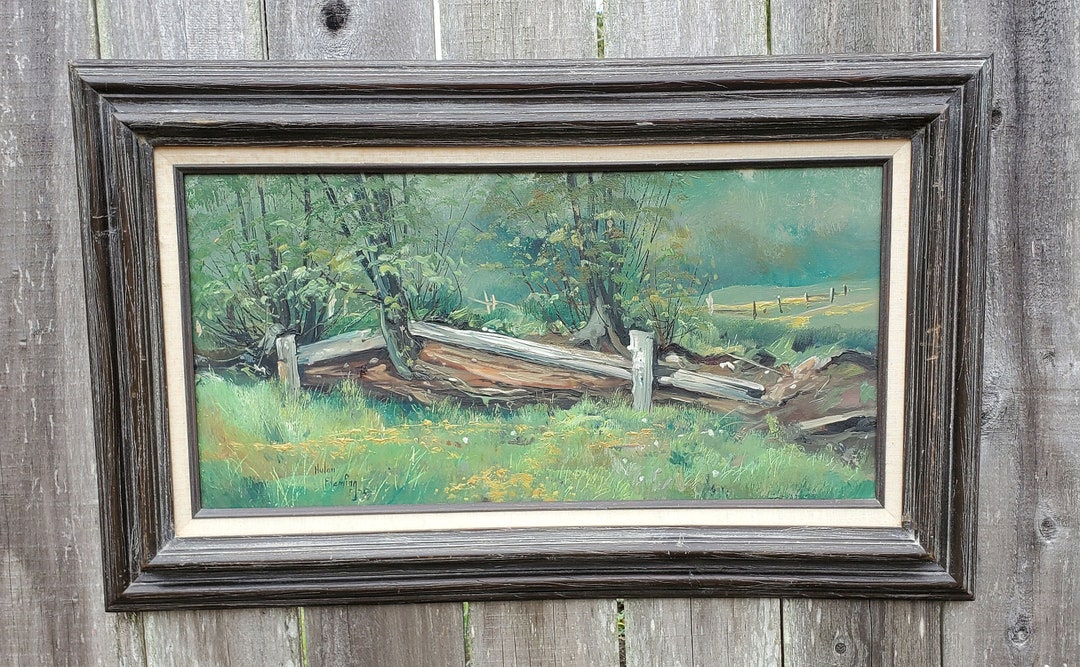 Early Hulan Fleming Listed Northwest Artist Oil Painting Scenic View of ...