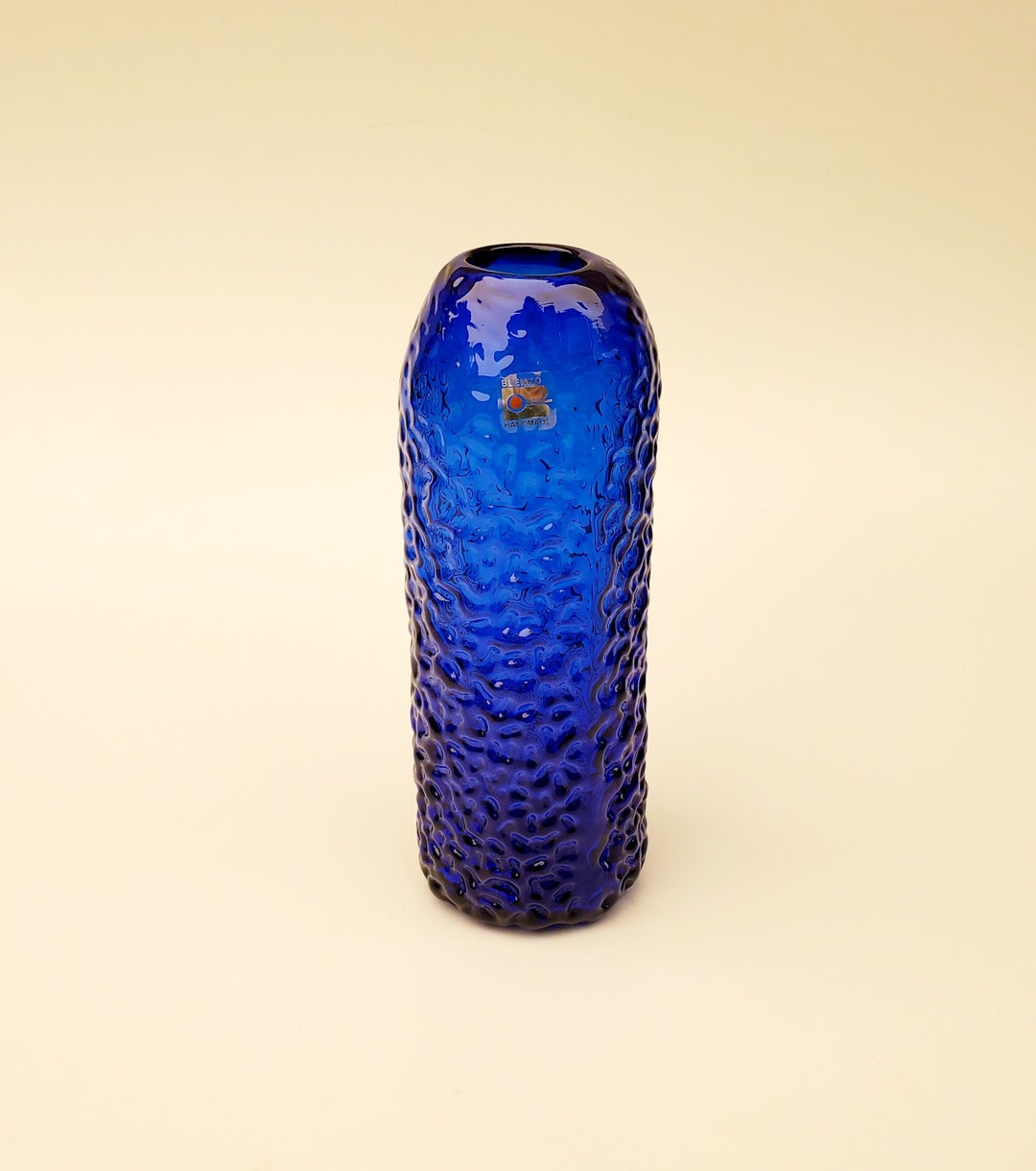 Blenko Art Glass Cobalt Blue Textured Vase Shape 9820 Produced in 1998 ...