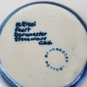 Dorchester Pottery Hand Decorated Stoneware Blue Bowl - White Floral ...