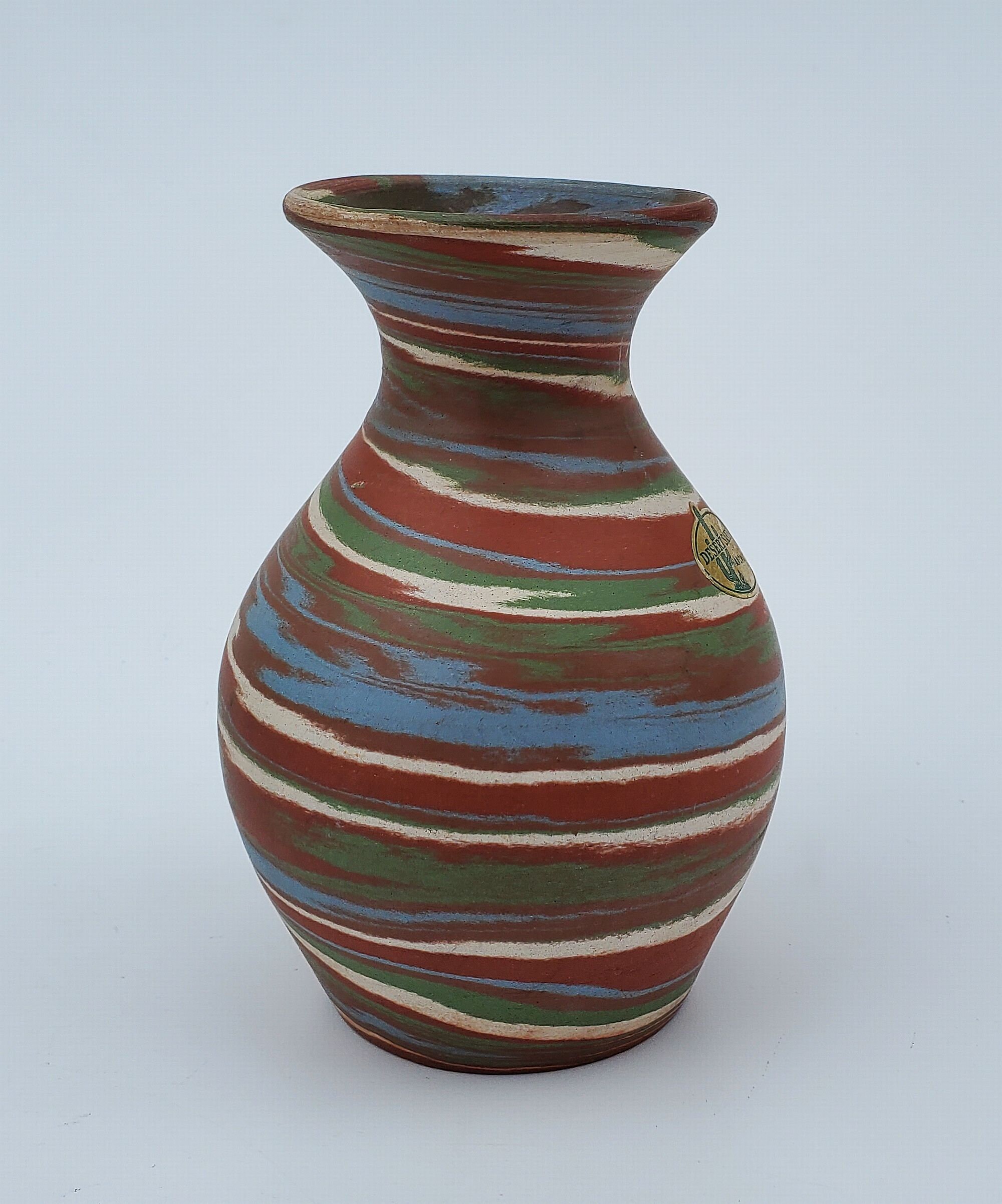 Desert Sand Pottery Ferrell Evans Signed Swirl Pottery Vase | Etsy