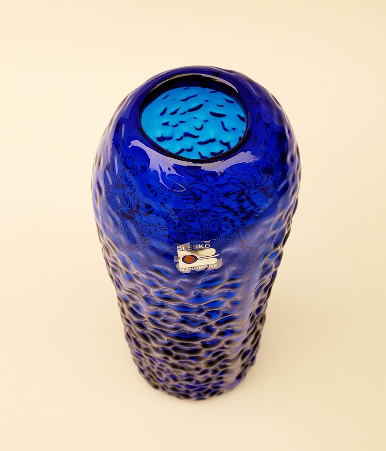 Blenko Art Glass Cobalt Blue Textured Vase Shape 9820 - Etsy