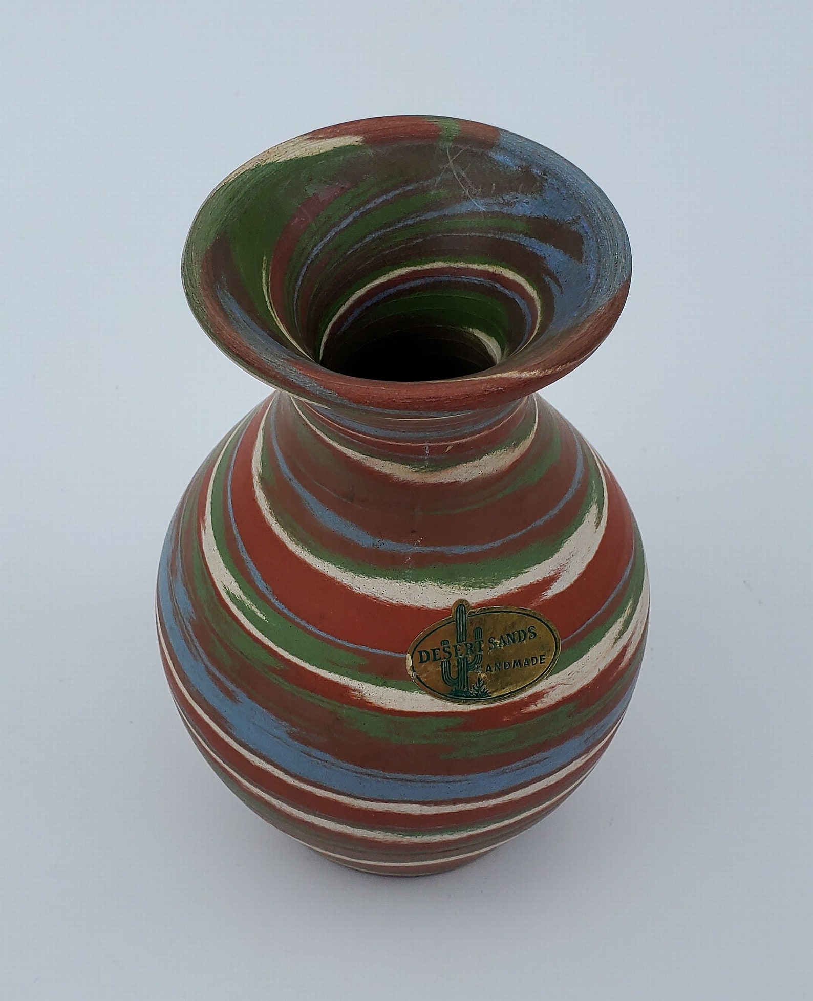 Desert Sand Pottery Ferrell Evans Signed Swirl Pottery Vase | Etsy