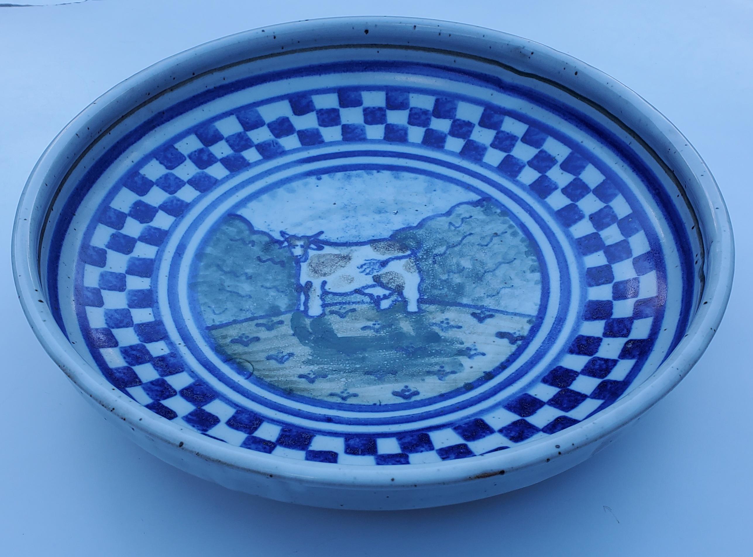 Debbie Dean Northwest Studio Pottery Wall Art Cow Motif HUGE Bowl ...