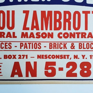 New York Masonry Contractor Advertising Sign - Lou Zambrotto ...