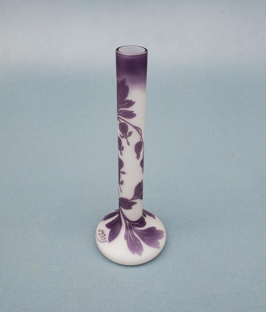 Beckmann and Weiss Acid Etched Cameo Art Glass Vase - Bleeding Heart ...